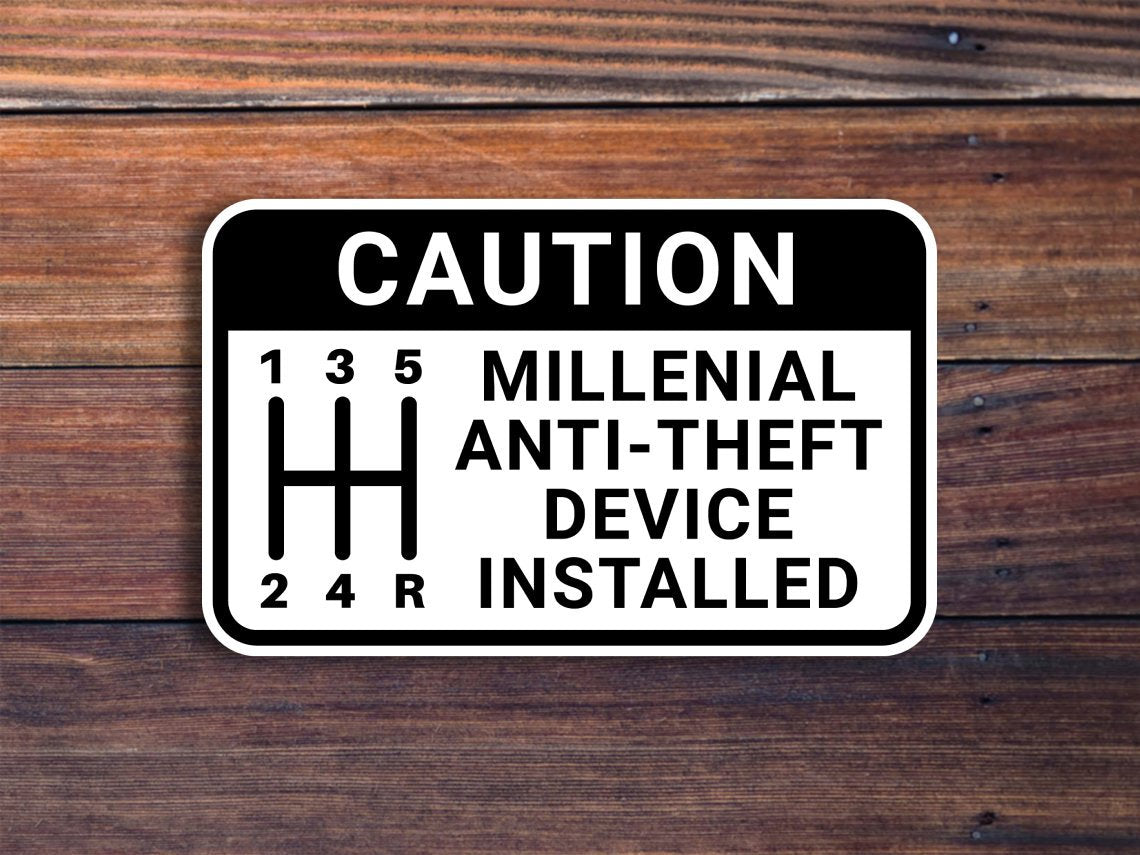 Caution Millennial Anti-Theft Device Sticker – Sticker Horse