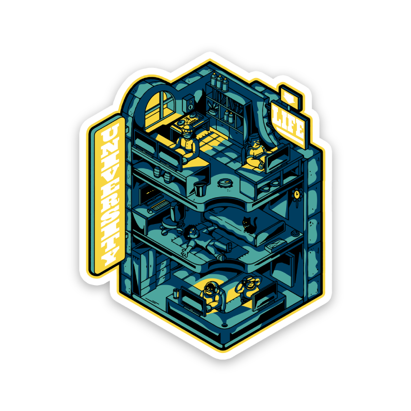 Isometric University Apartment Sticker – Sticker Horse